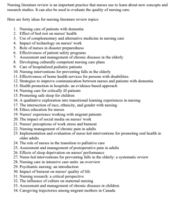 100+ Current Nursing Literature Review Topics + Examples To Write About ...